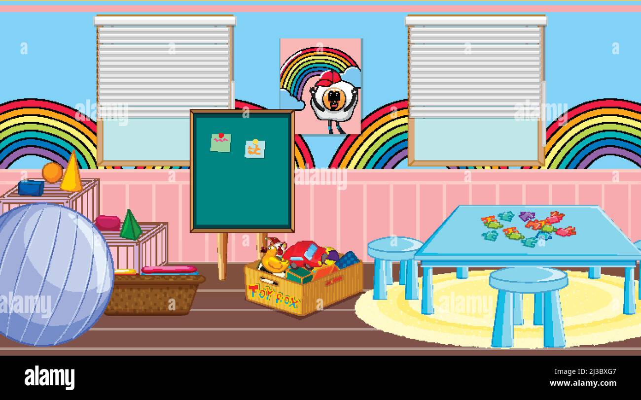 Room scene with table and board illustration Stock Vector Image & Art ...