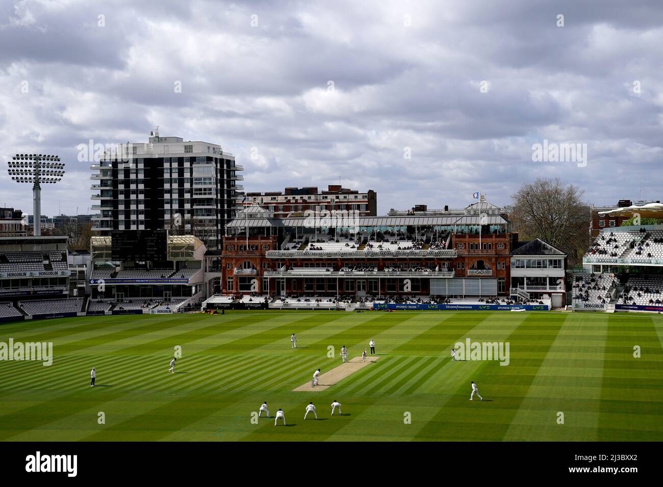 Derbyshire's Sam Conners bowling to Middlesex's Josh De Caires during ...