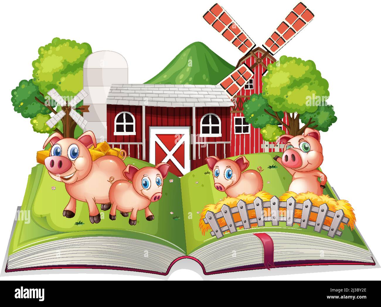 Storybook with pigs on the farm illustration Stock Vector Image & Art ...