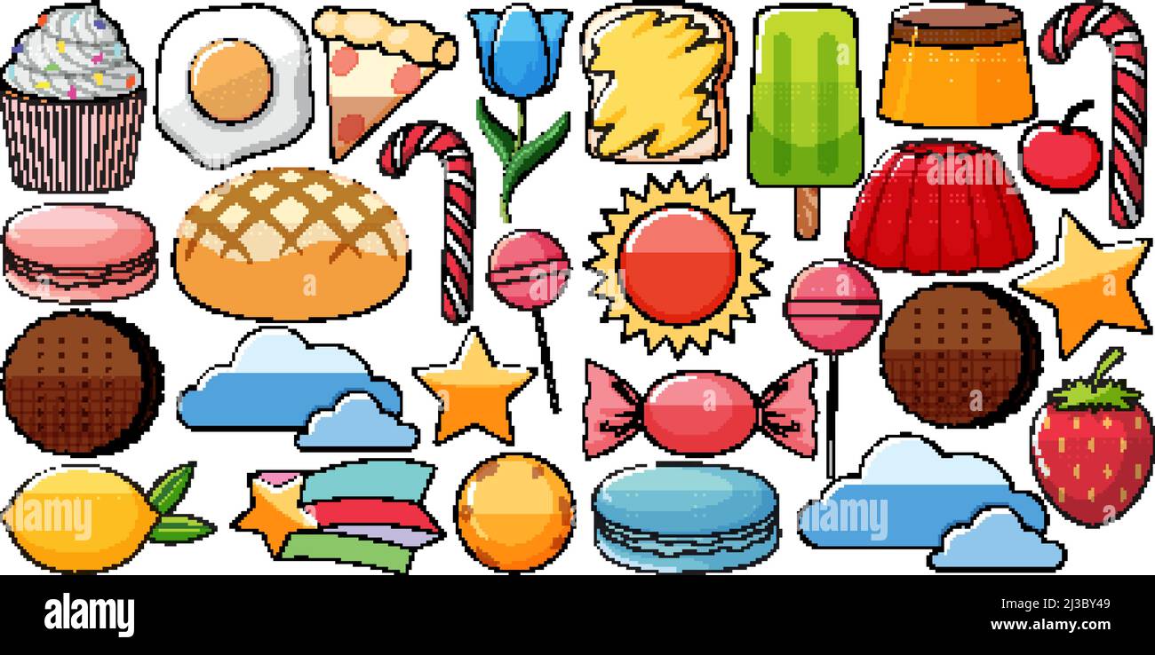 Set of vintage style cartoon on white background illustration Stock ...