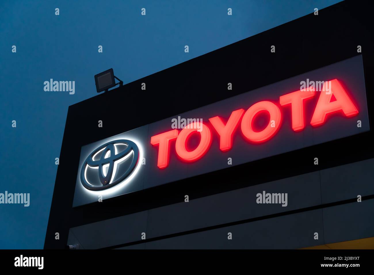 Batumi, Georgia - January 26 2022: Close-up of the Toyota dealership ...