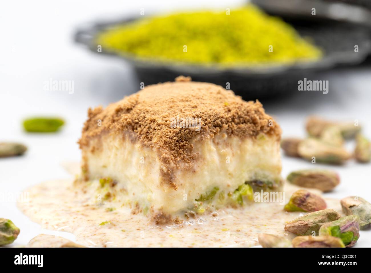 Cold baklava on a white background. Cold baklava prepared with milk and ...