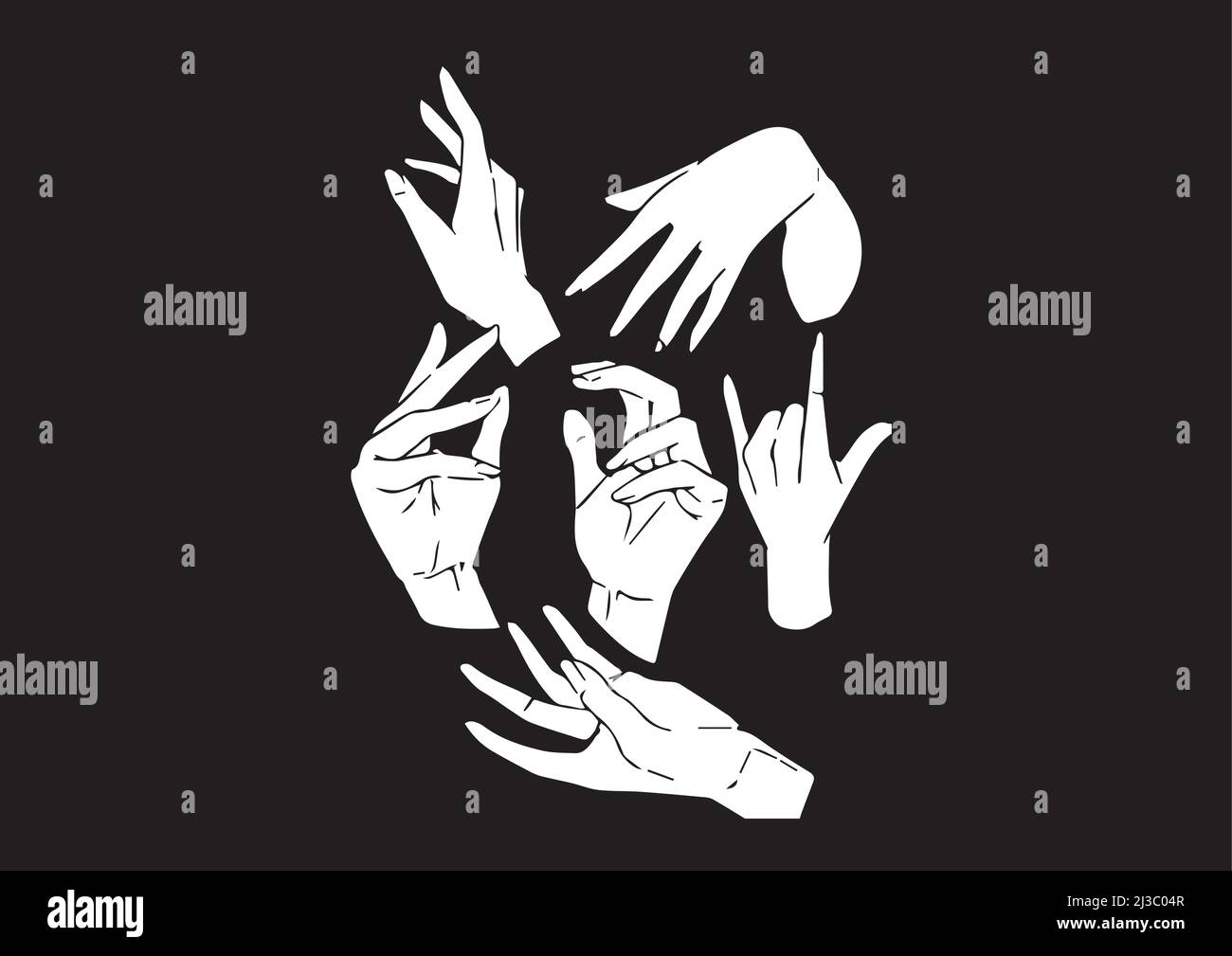 illustration of a hand trying to give a signal on the white background ...