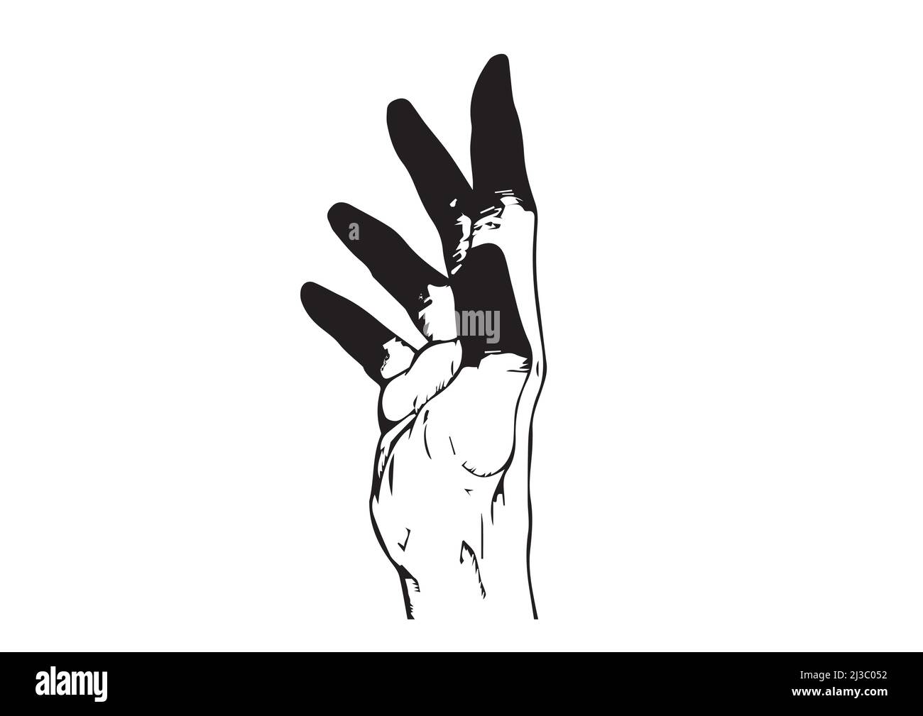 illustration of a hand trying to give a signal on the white background ...