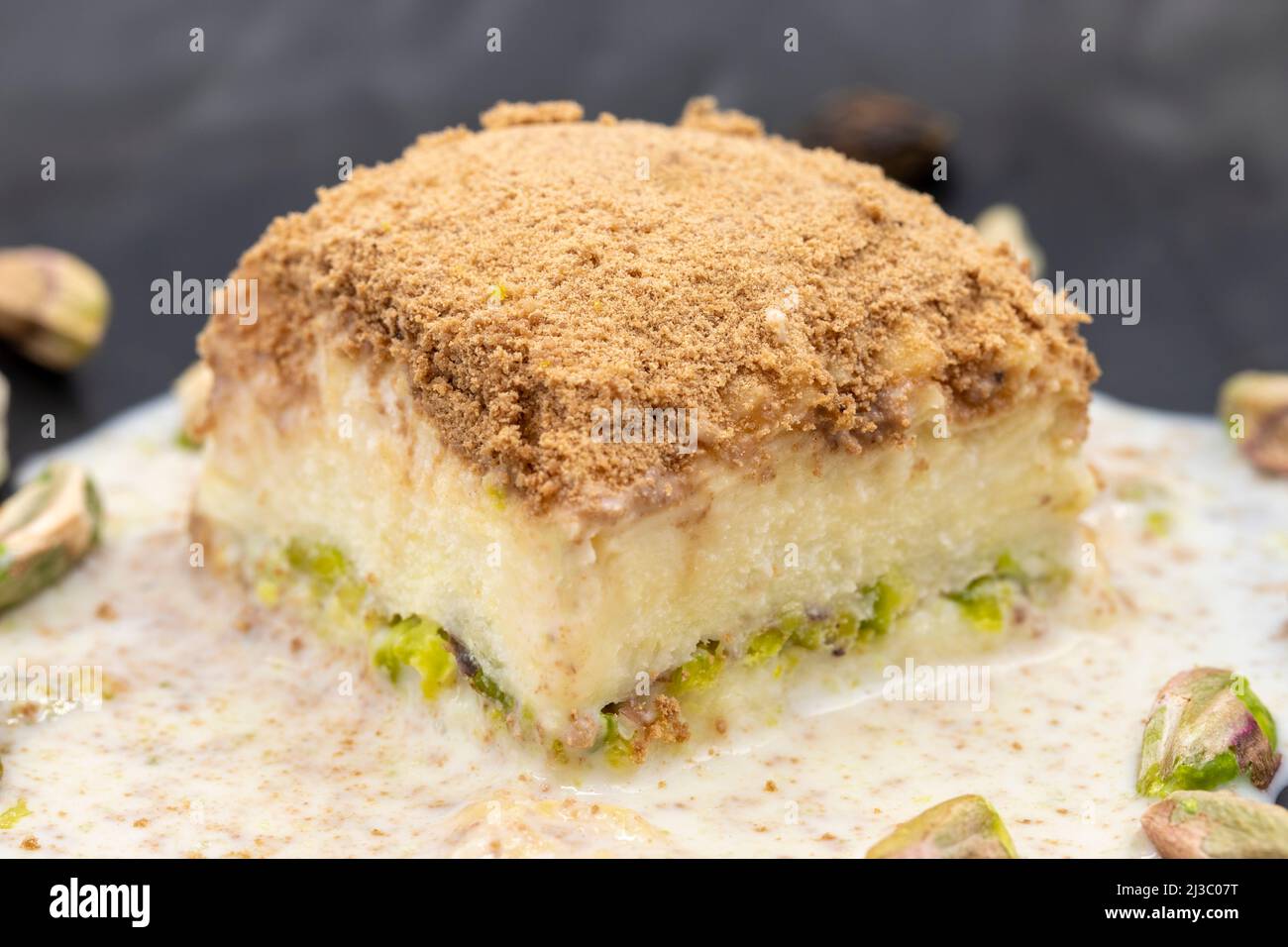 Cold baklava on a white background. Cold baklava prepared with milk and ...