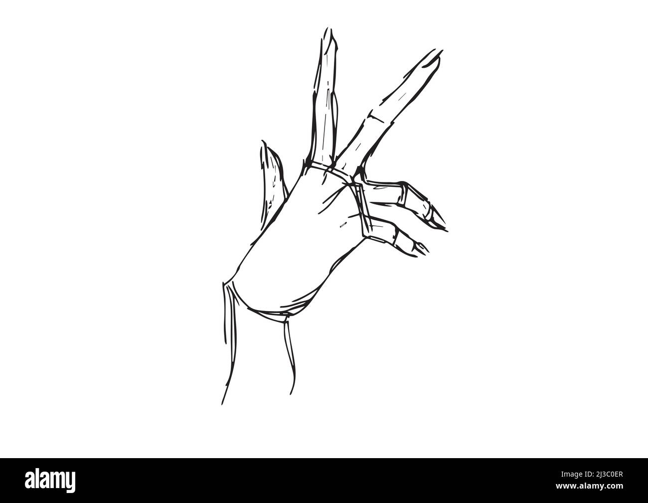 illustration of a hand trying to give a signal on the white background ...