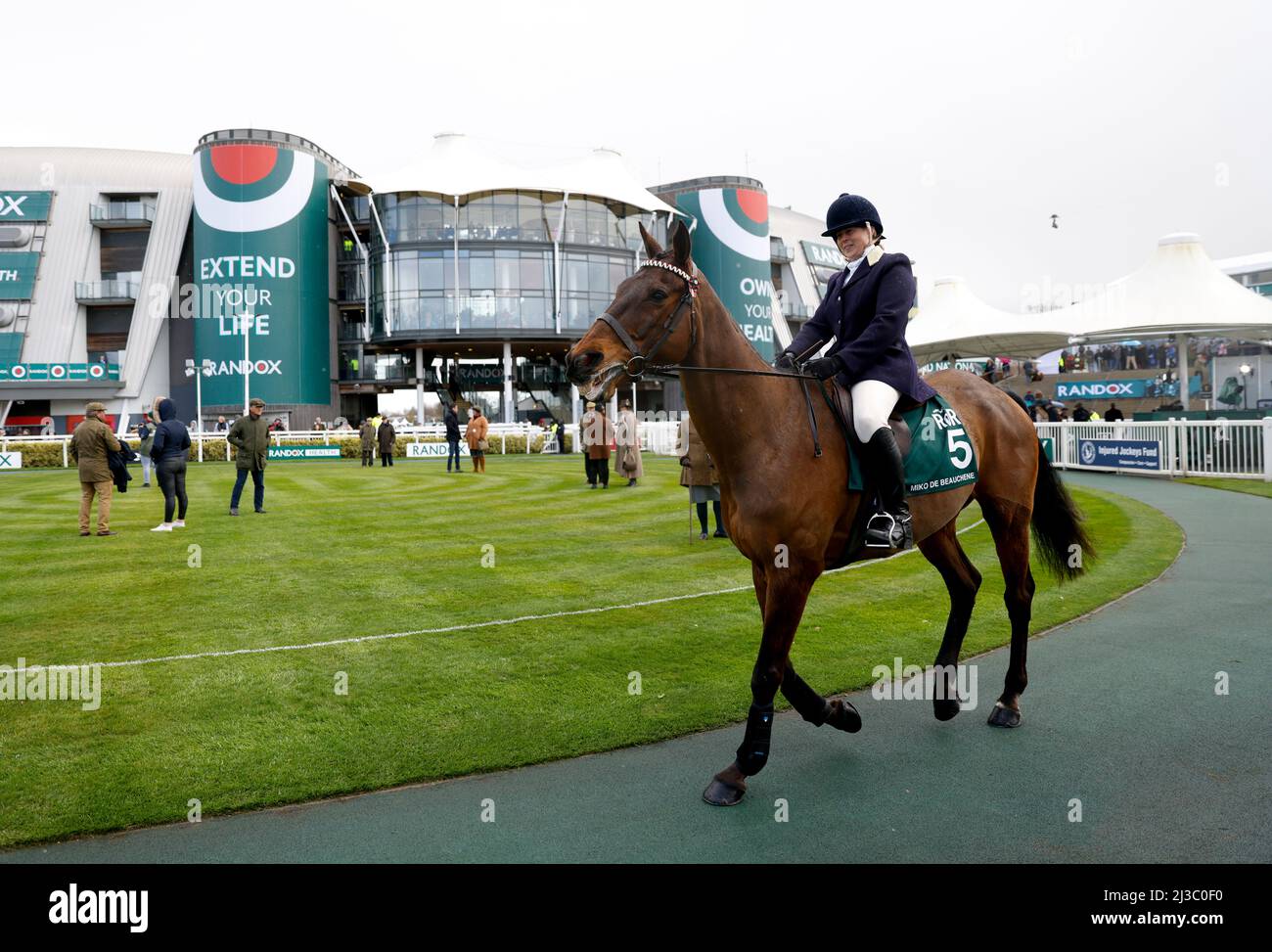 Miko De Beauchene participates in the retraining of racehorses parade ...