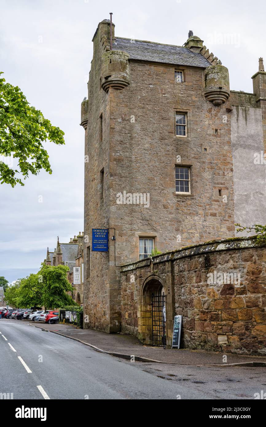 15th Century Dornoch Castle Hotel on Castle Street in historic town of ...