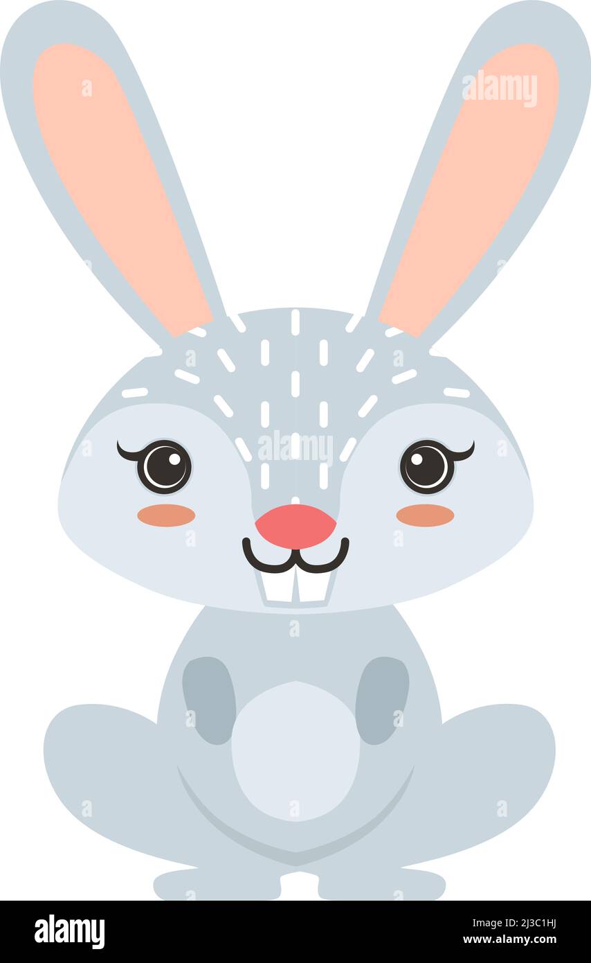 White rabbit character. Cute cartoon bunny. Forest animal Stock Vector ...