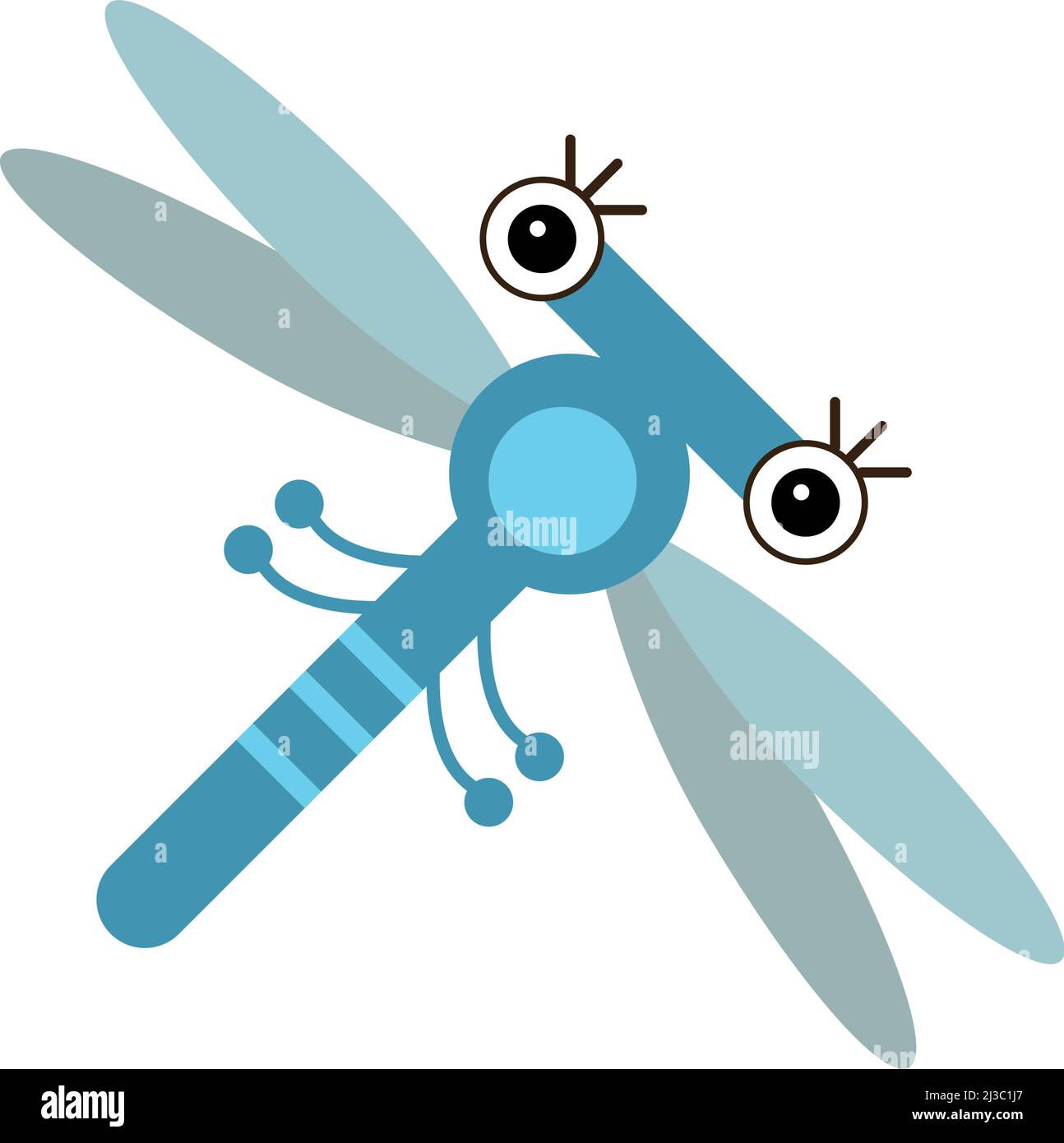 Blue dragonfly flying. Cute face cartoon character Stock Vector Image ...