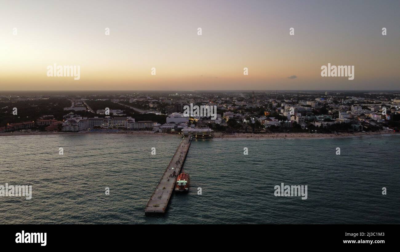 An aerial view of Tulum Beach Mexico Caribe Cancun with houses in the ...