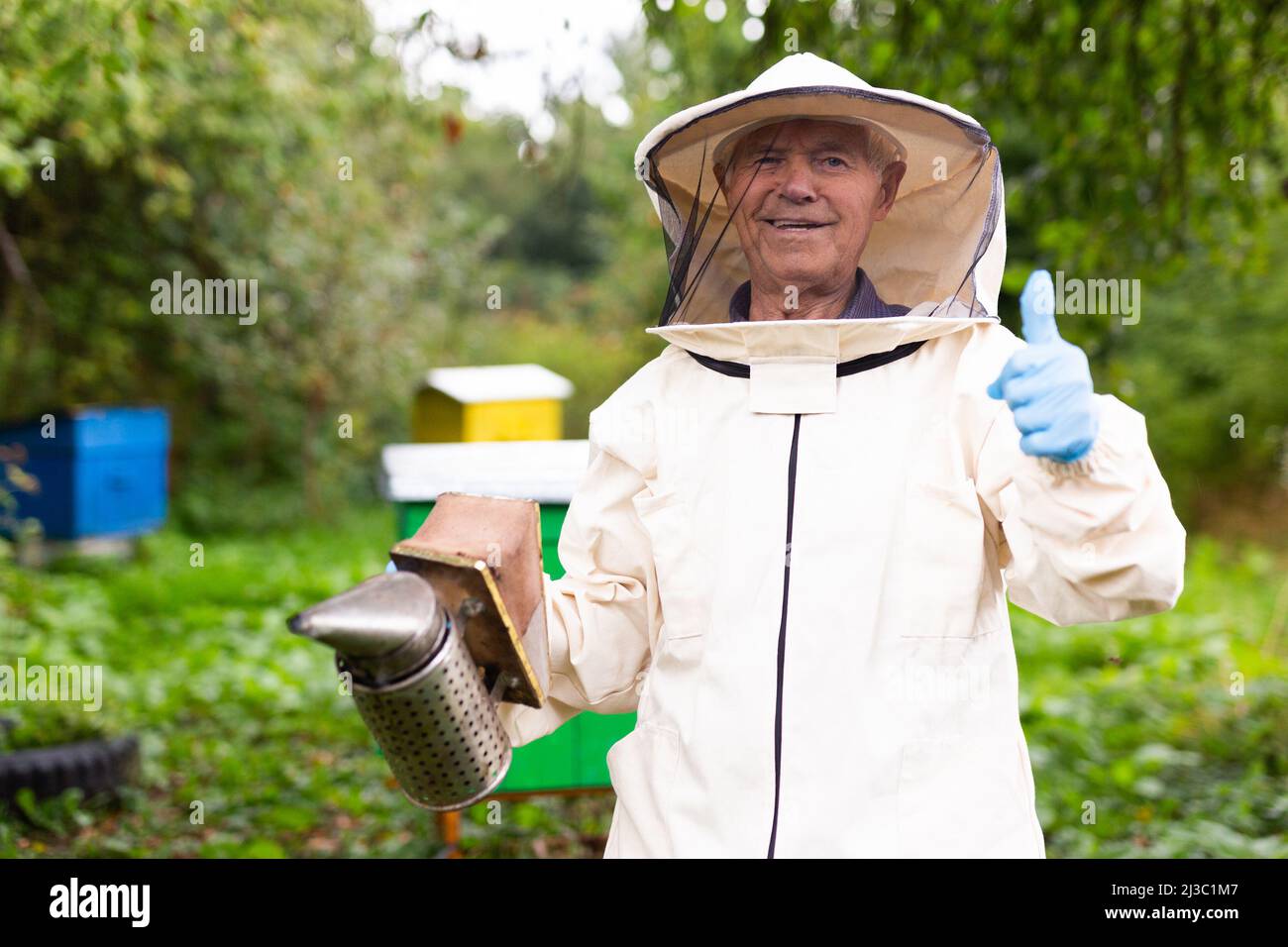 Man looking beehive in hi-res stock photography and images - Alamy