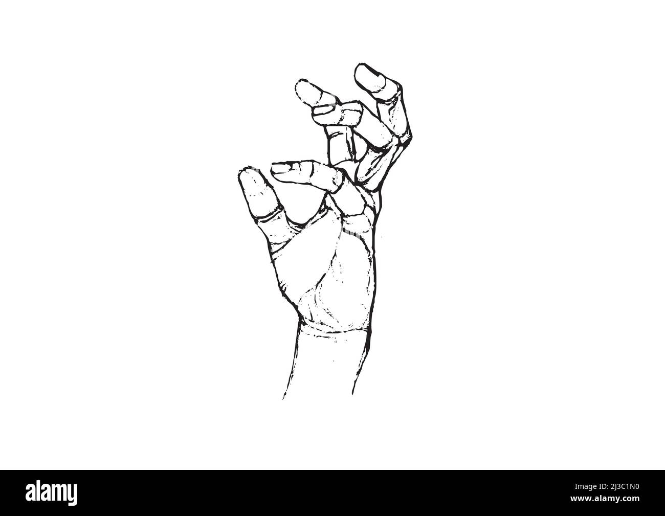illustration of a hand trying to give a signal on the white background ...