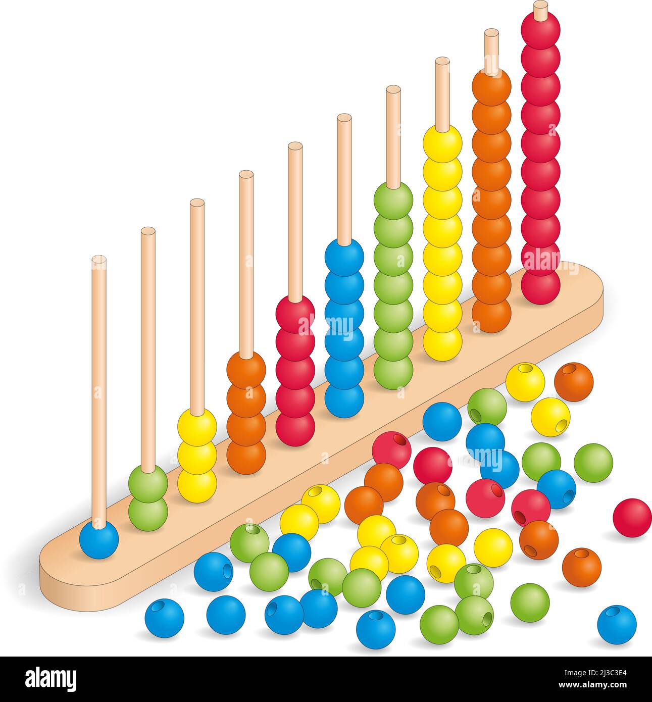 Wooden abacus with colored balls, isometric vector illustration Stock ...