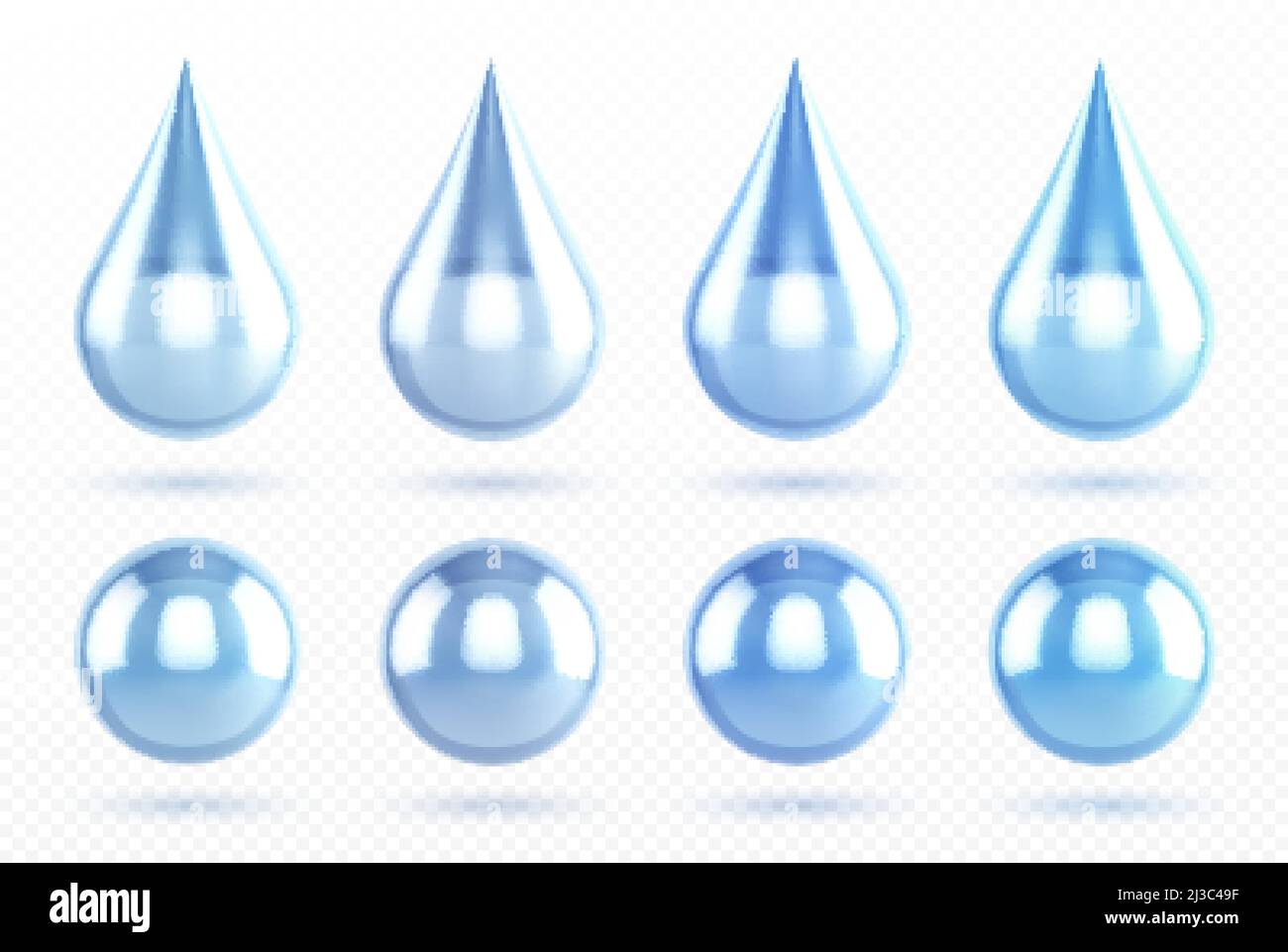 Blue water drops isolated on transparent background. Vector realistic ...