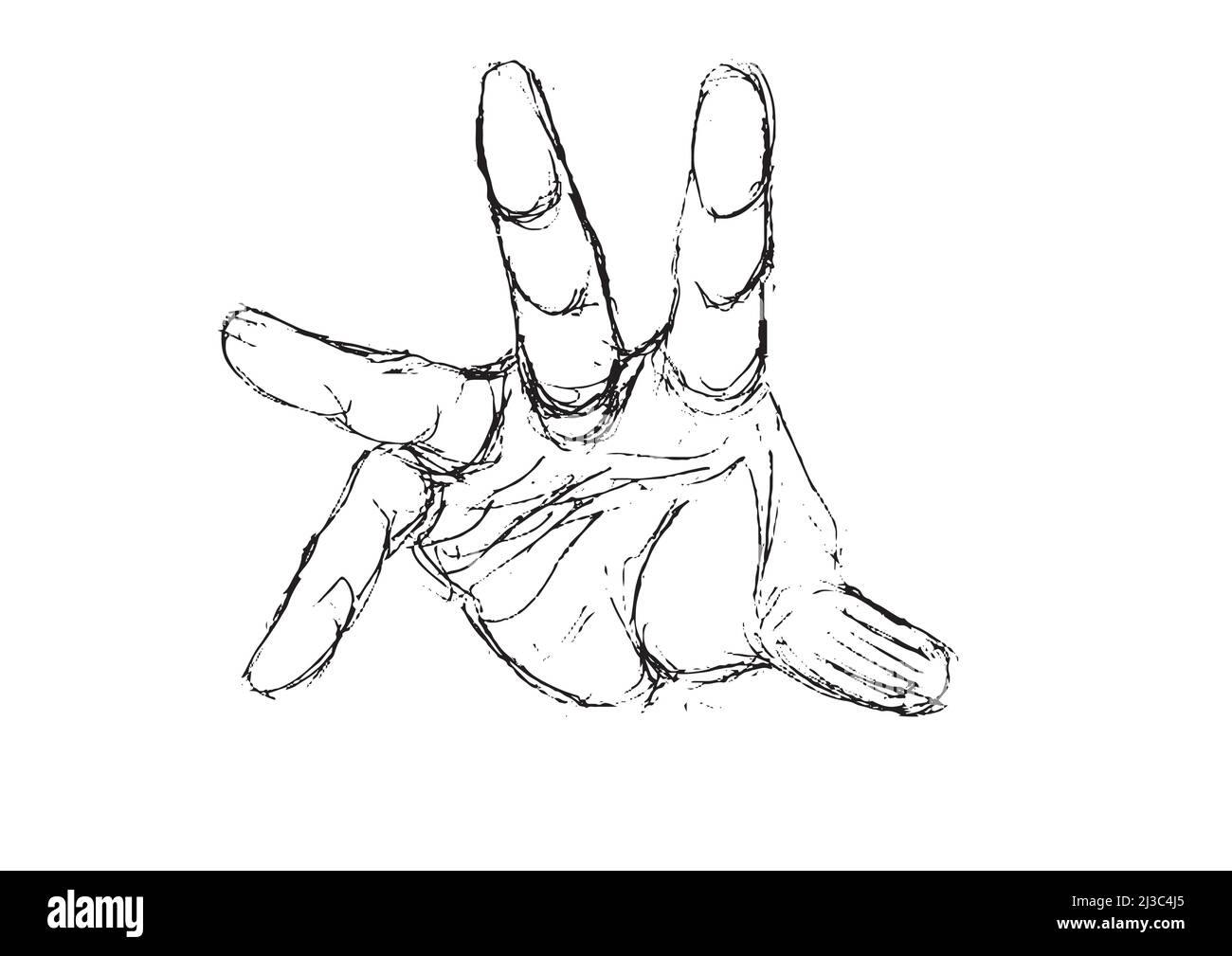 illustration of a hand trying to give a signal on the white background ...