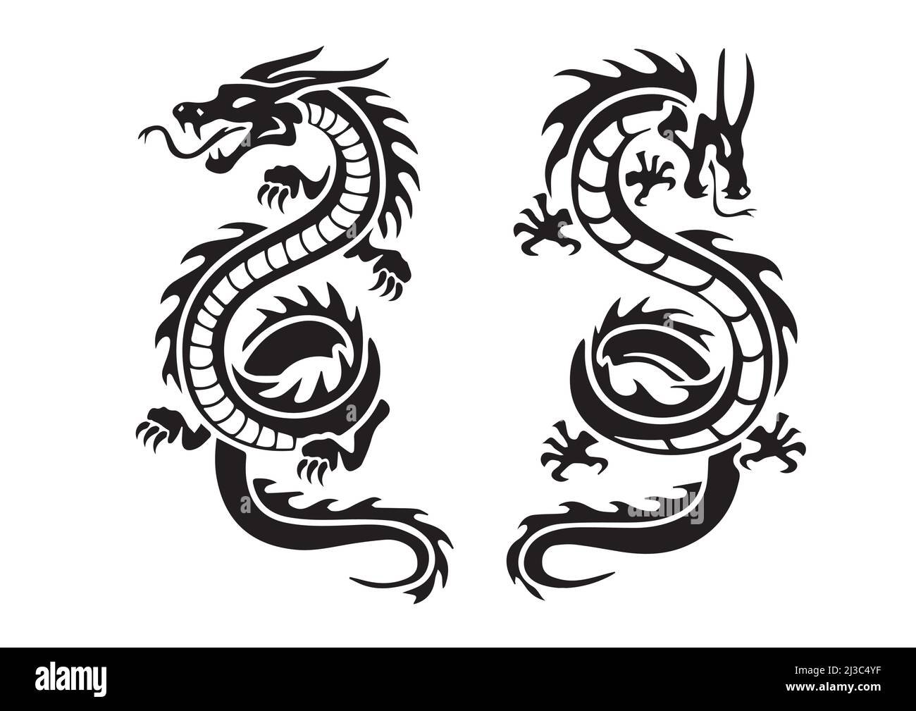 illustration of dragon on the white background in vector Stock Vector ...