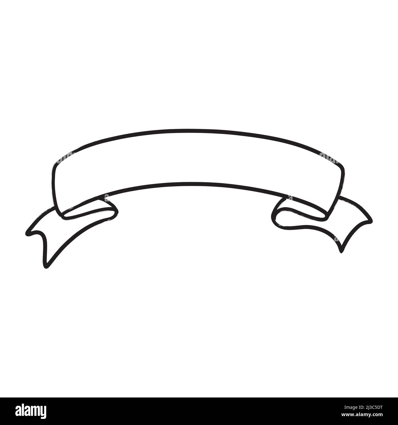 Hand drawn Vector Scroll Banner. Sketch Retro Tape frame for text ...