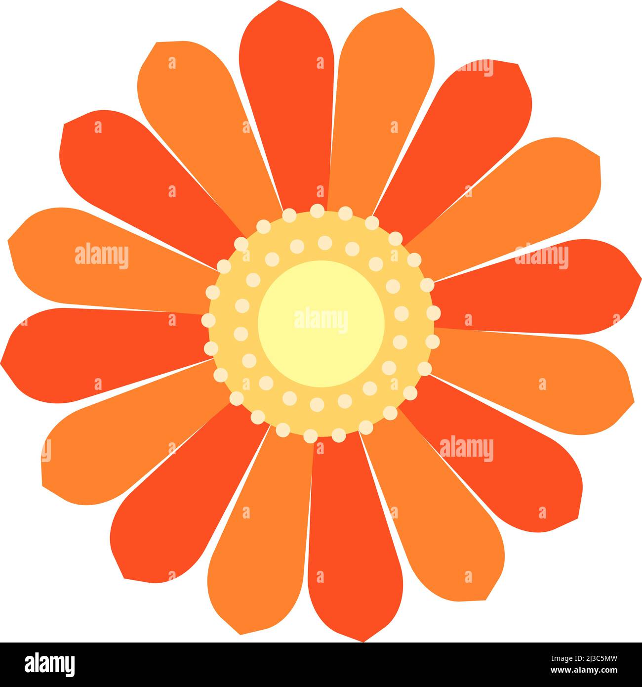 Flower icon. Bright red and orange petals. Round nature bloom symbol ...