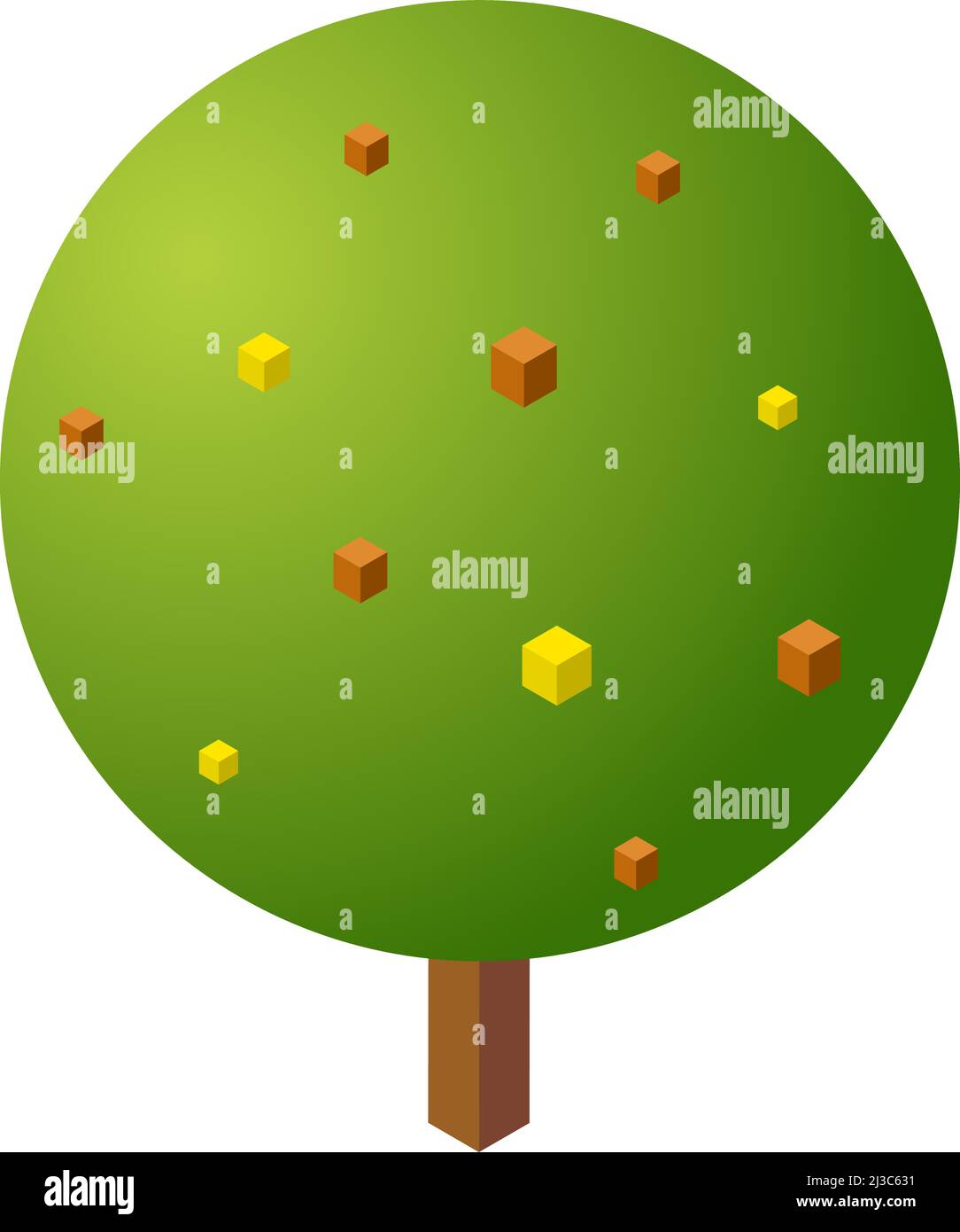 Round tree. Isometric garden plant with fruits or flowers Stock Vector ...