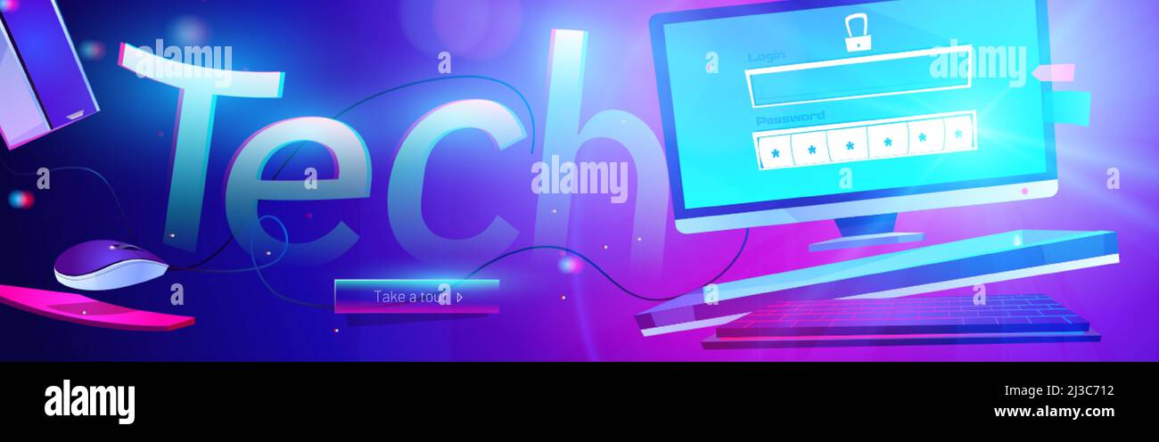 Tech banner. Concept of modern technologies, digital communication ...