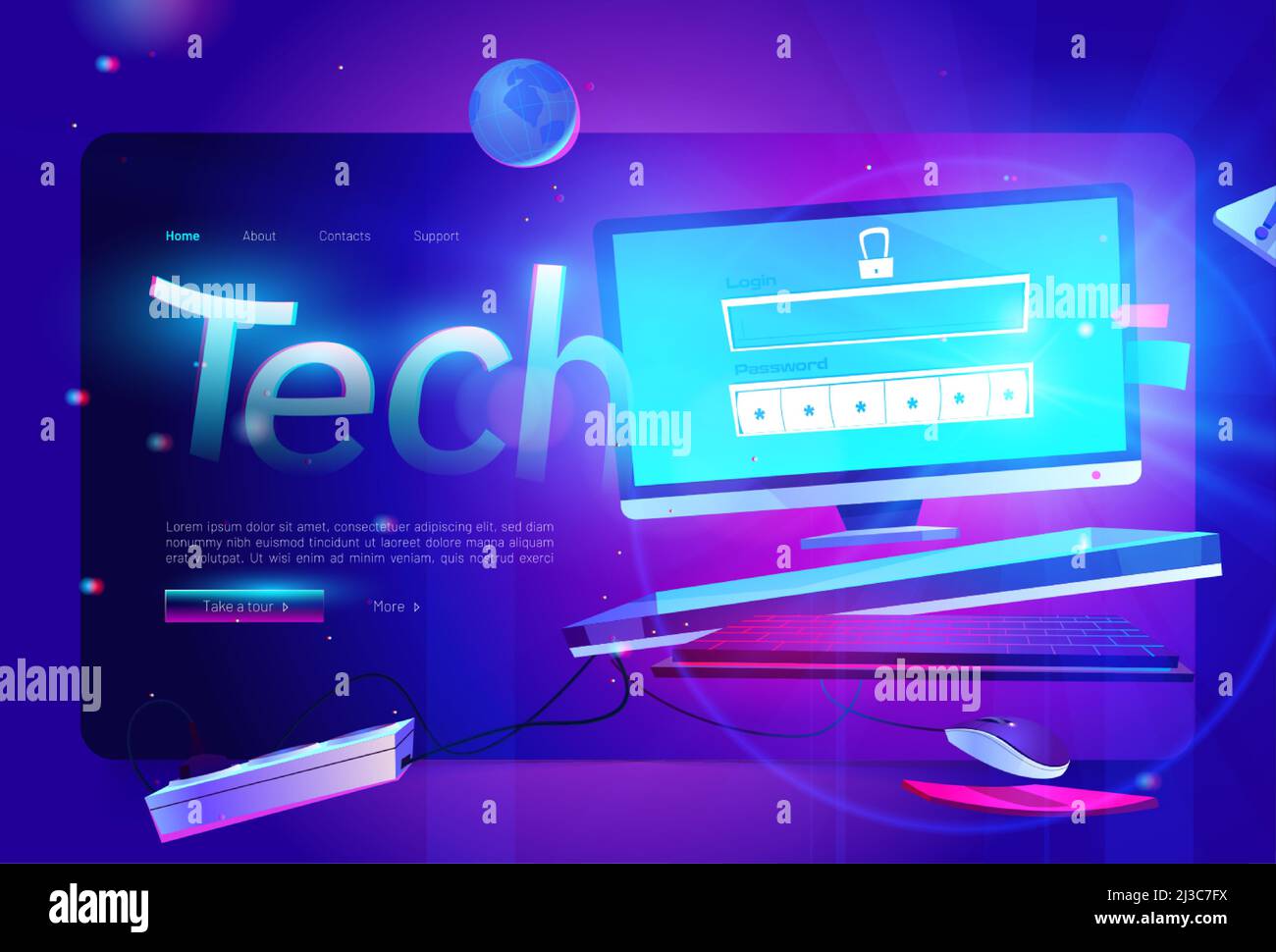 Tech banner. Concept of modern technologies, digital communication ...