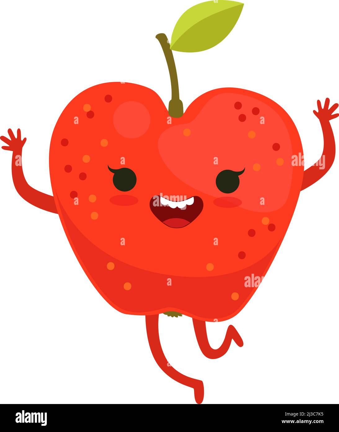 Apple mascot. Red fruit character running with smile Stock Vector Image ...