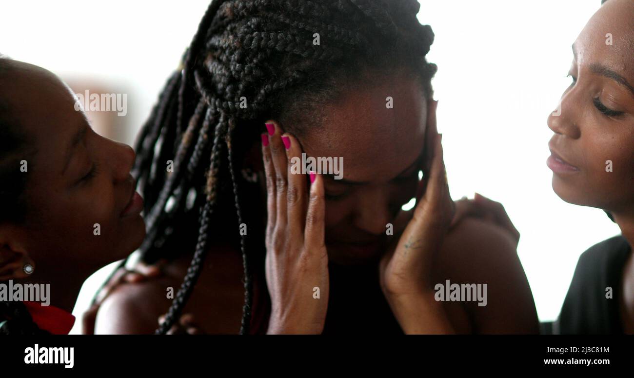 African teenage daughters wanting mother attention, stressed black ...