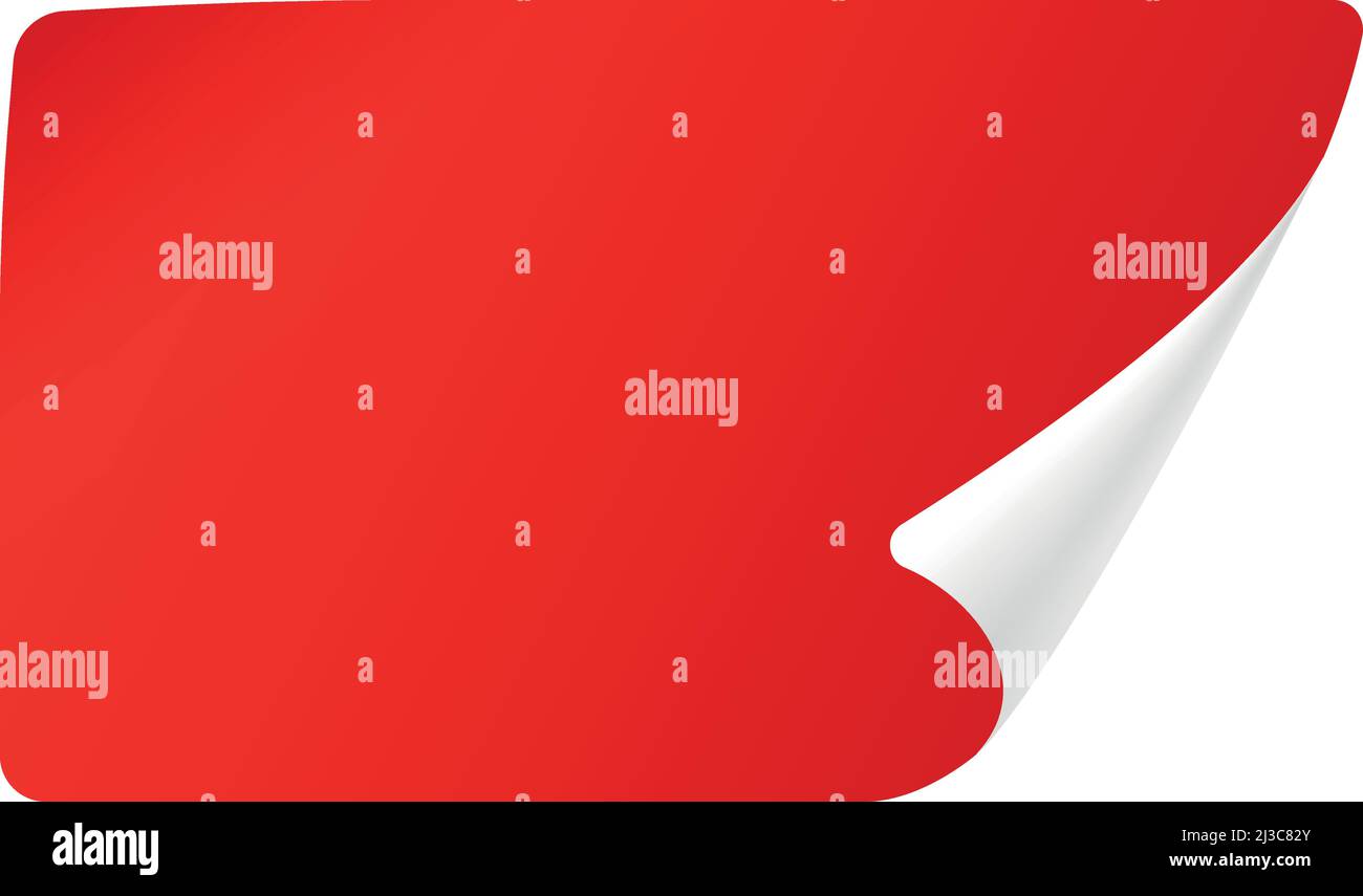Realistic curled corner on red square paper mockup Stock Vector Image ...