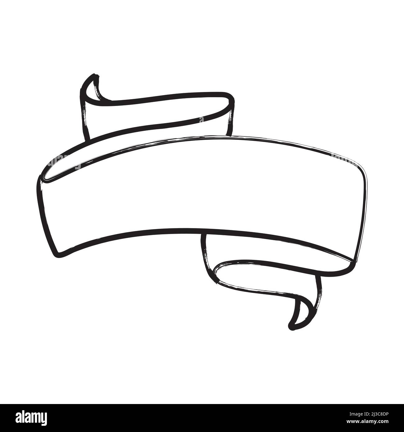 Hand drawn Vector Scroll Banner. Sketch Retro Tape frame for text ...