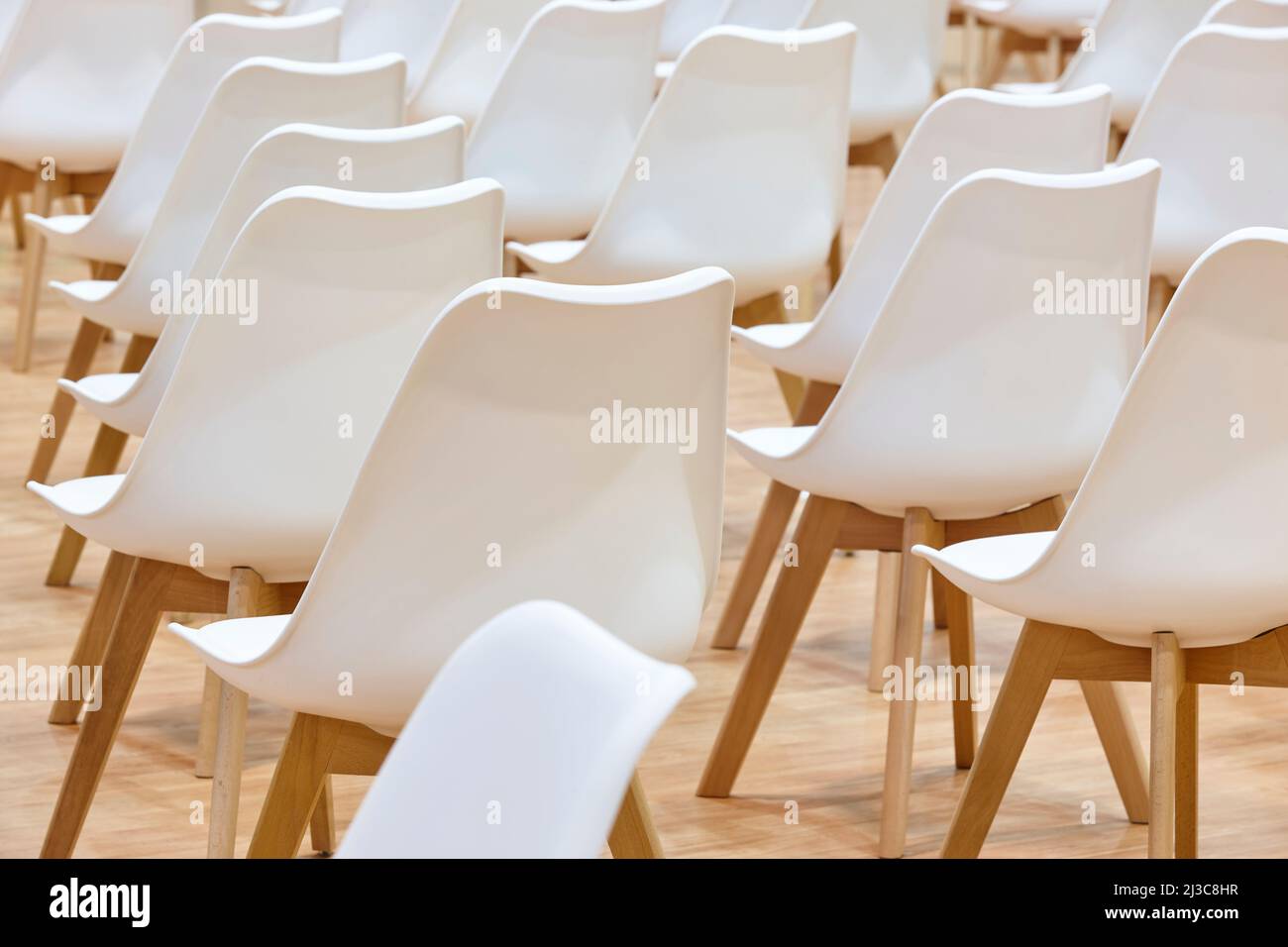 White chairs on a conference room. Business workspace indoor Stock ...