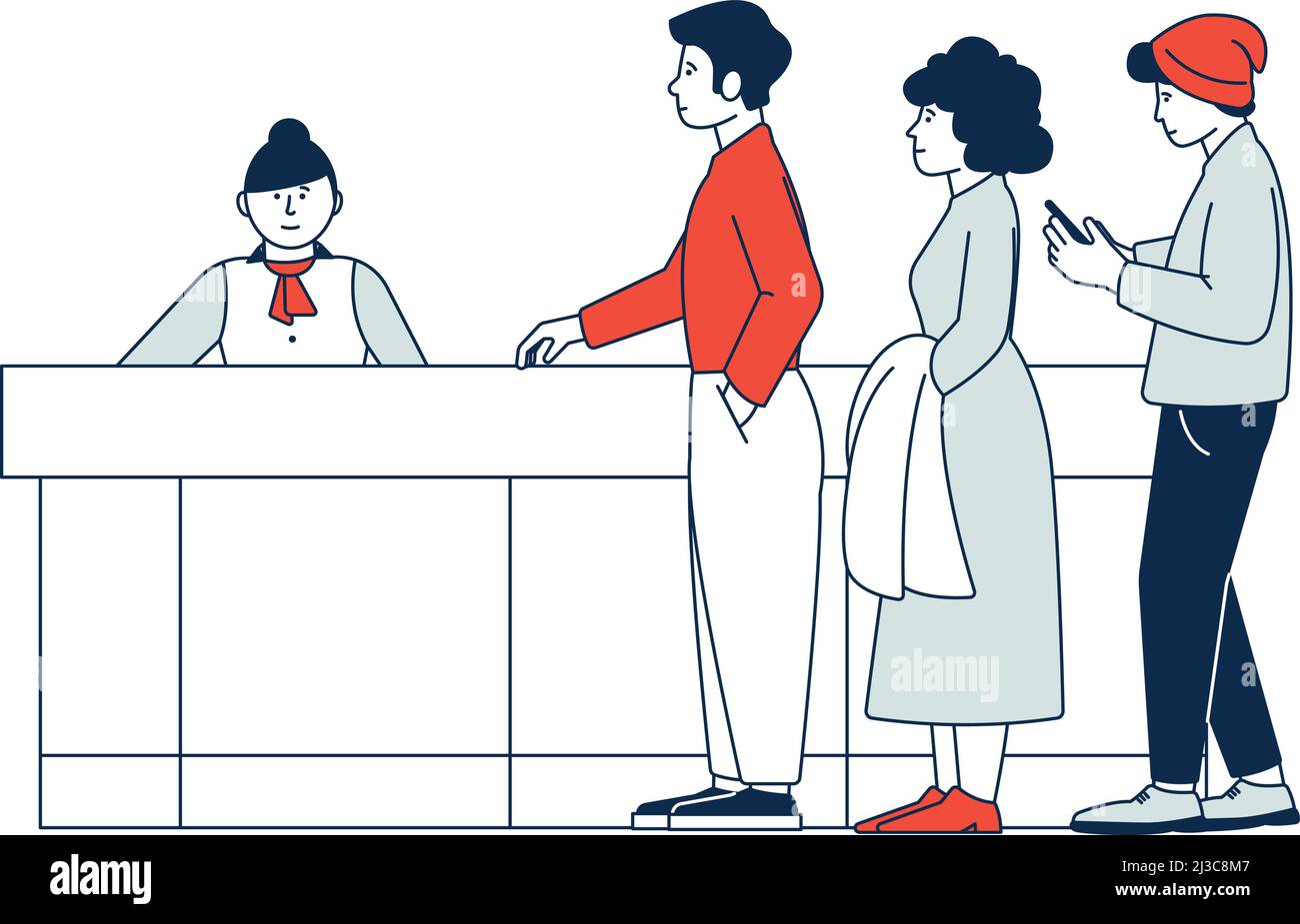 Reception queue. People standing in line to front desk Stock Vector ...