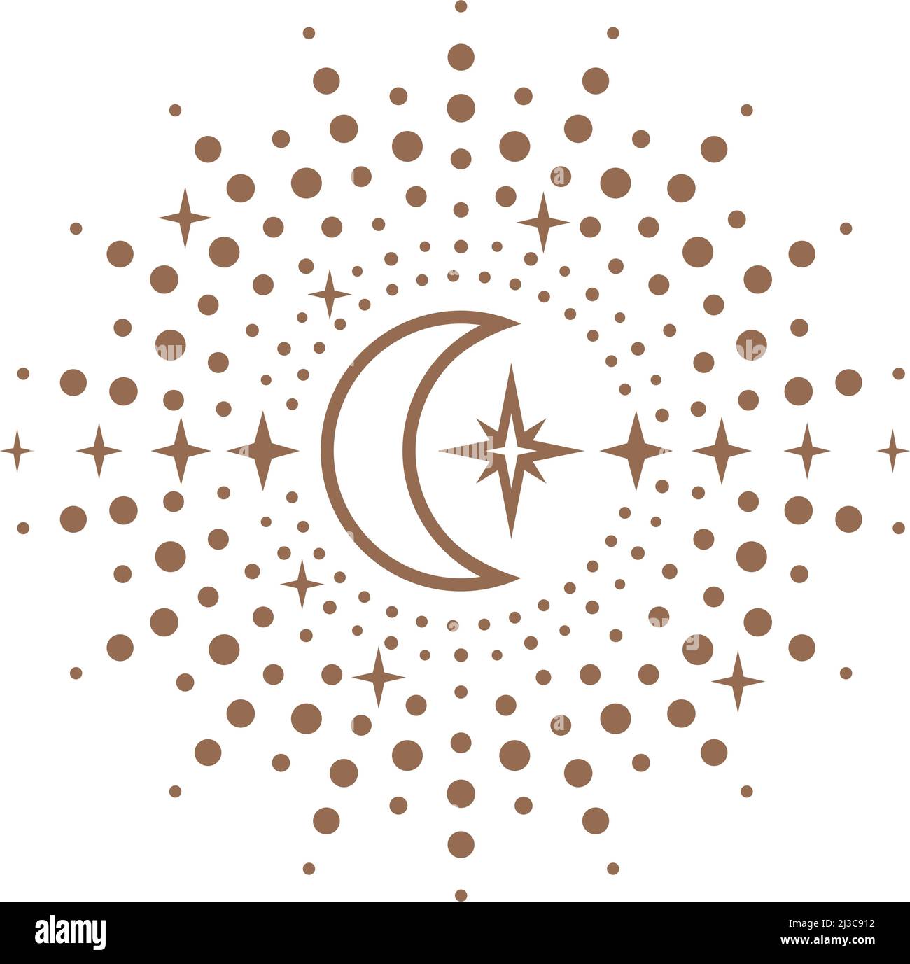 Spiritual crescent icon. Mystical astrology ritual sign Stock Vector ...