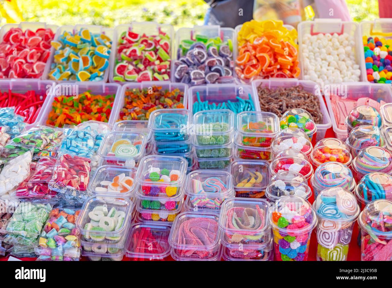 Colourful Gummy Candies Sweets Packed in Boxes Stock Photo - Alamy