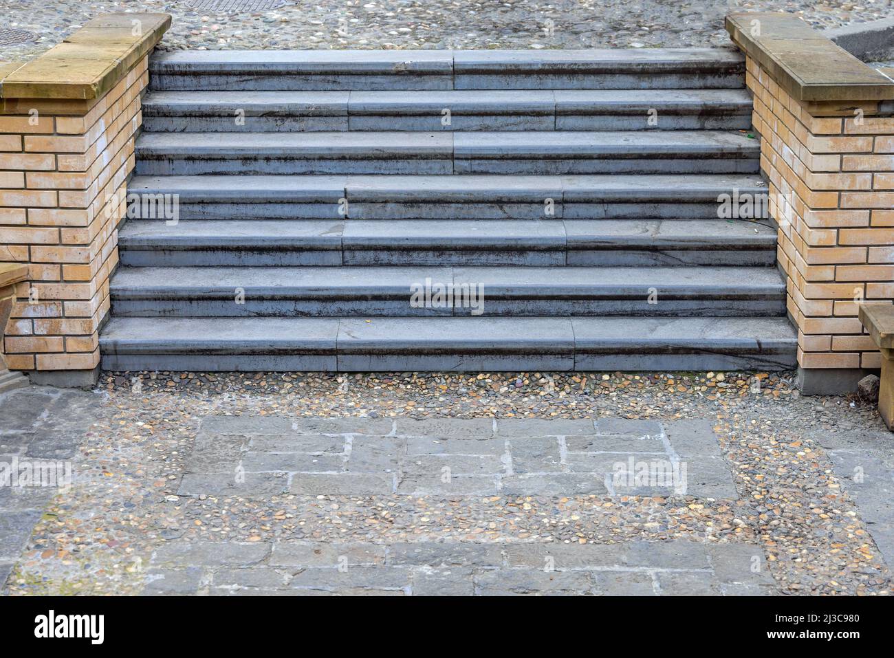Old Grey Stone Stairs at Pedestrian Street in City Stock Photo - Alamy