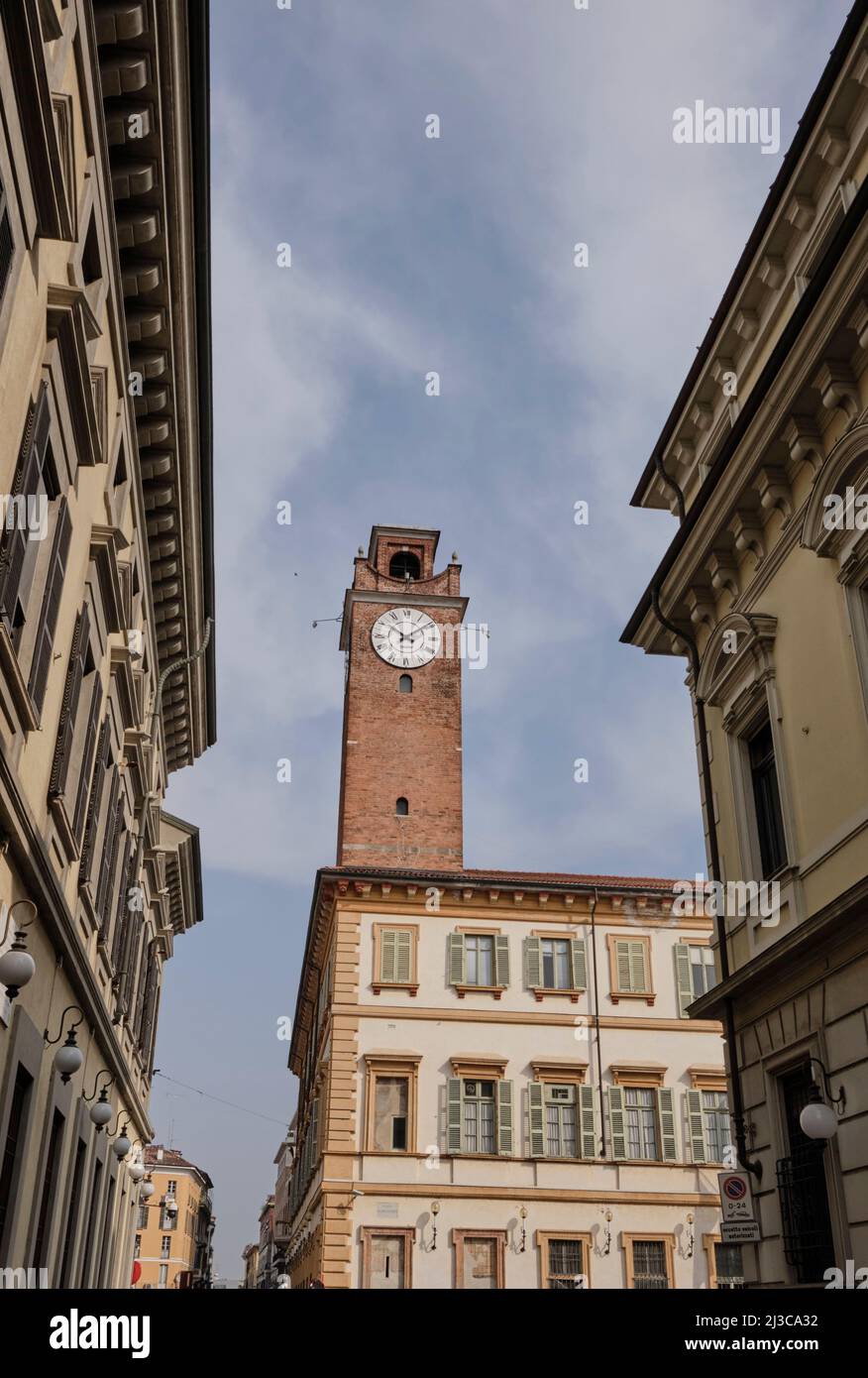 The ancient watch tower in Novara city in Italy Piedmont Stock Photo ...