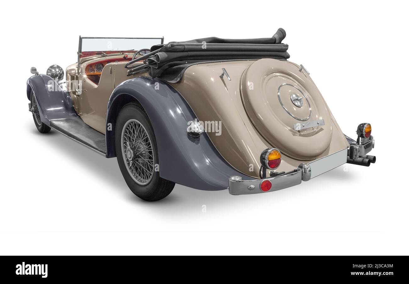 rear view of a classic car isolated in white back with shadow Stock ...