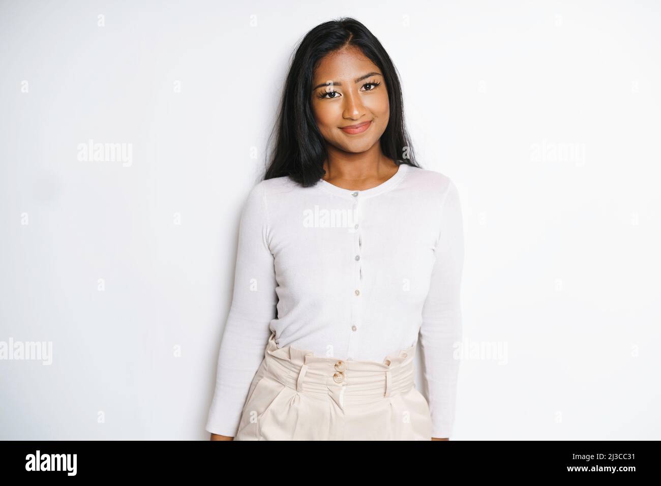 nice white background portrait of beautiful young black woman Stock ...