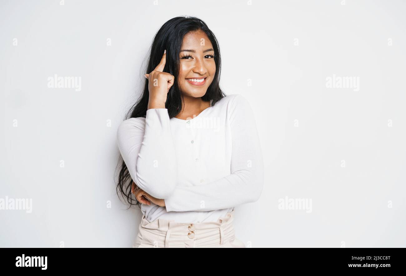 nice white background portrait of beautiful young black woman Stock ...