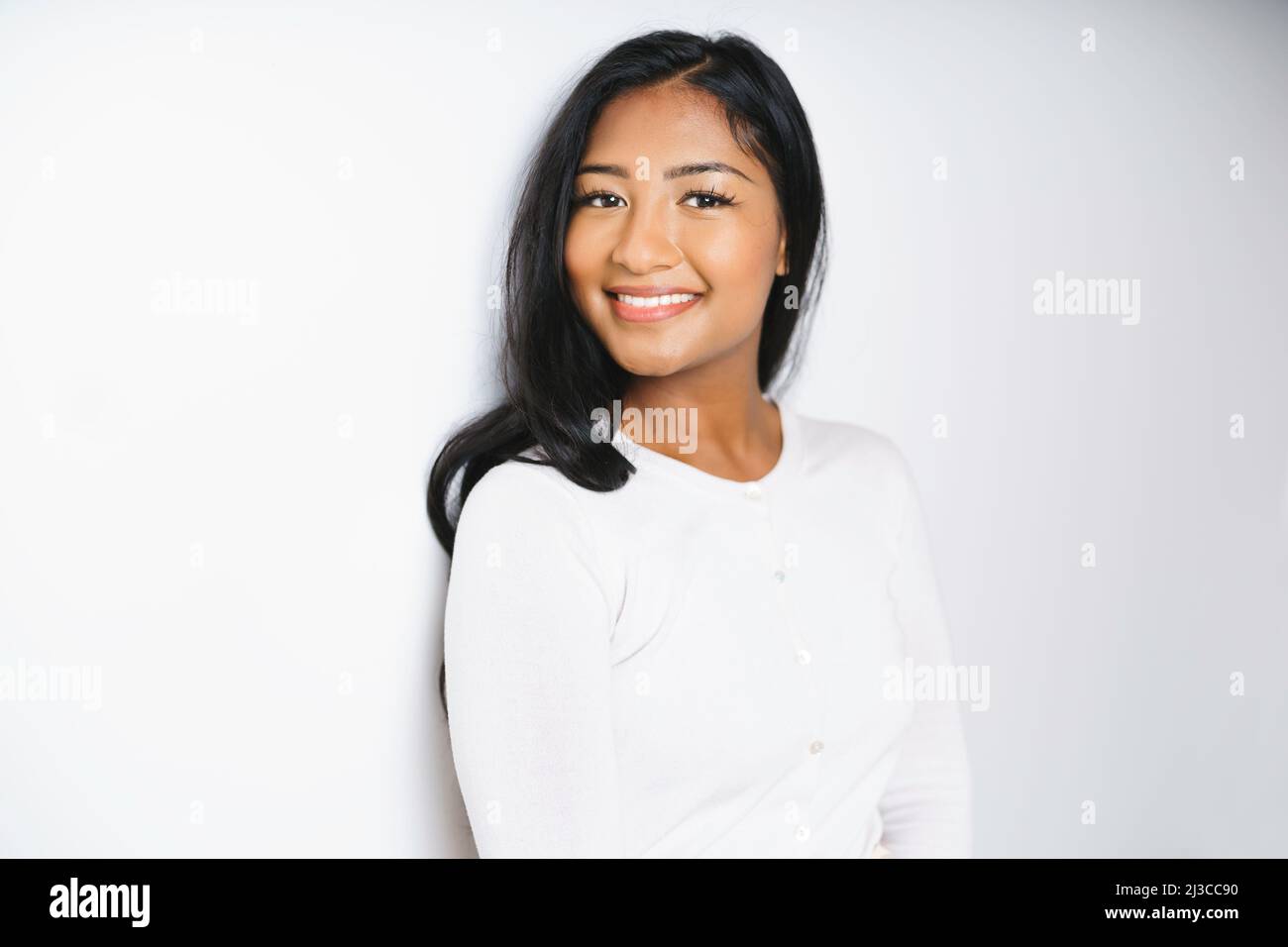 nice white background portrait of beautiful young black woman Stock ...
