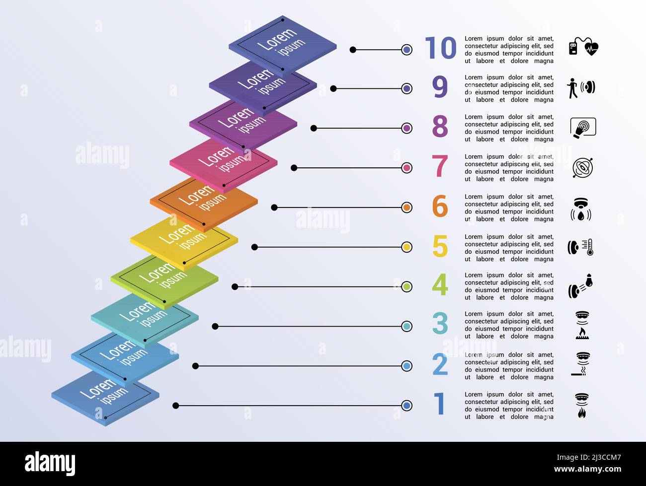 Infographic Sensor template. Icons in different colors. Include Water ...