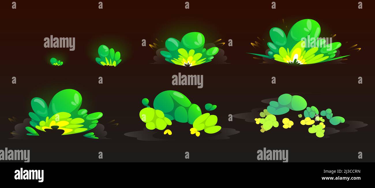 Green burst sprites for game or animation. Vector storyboard of cartoon ...