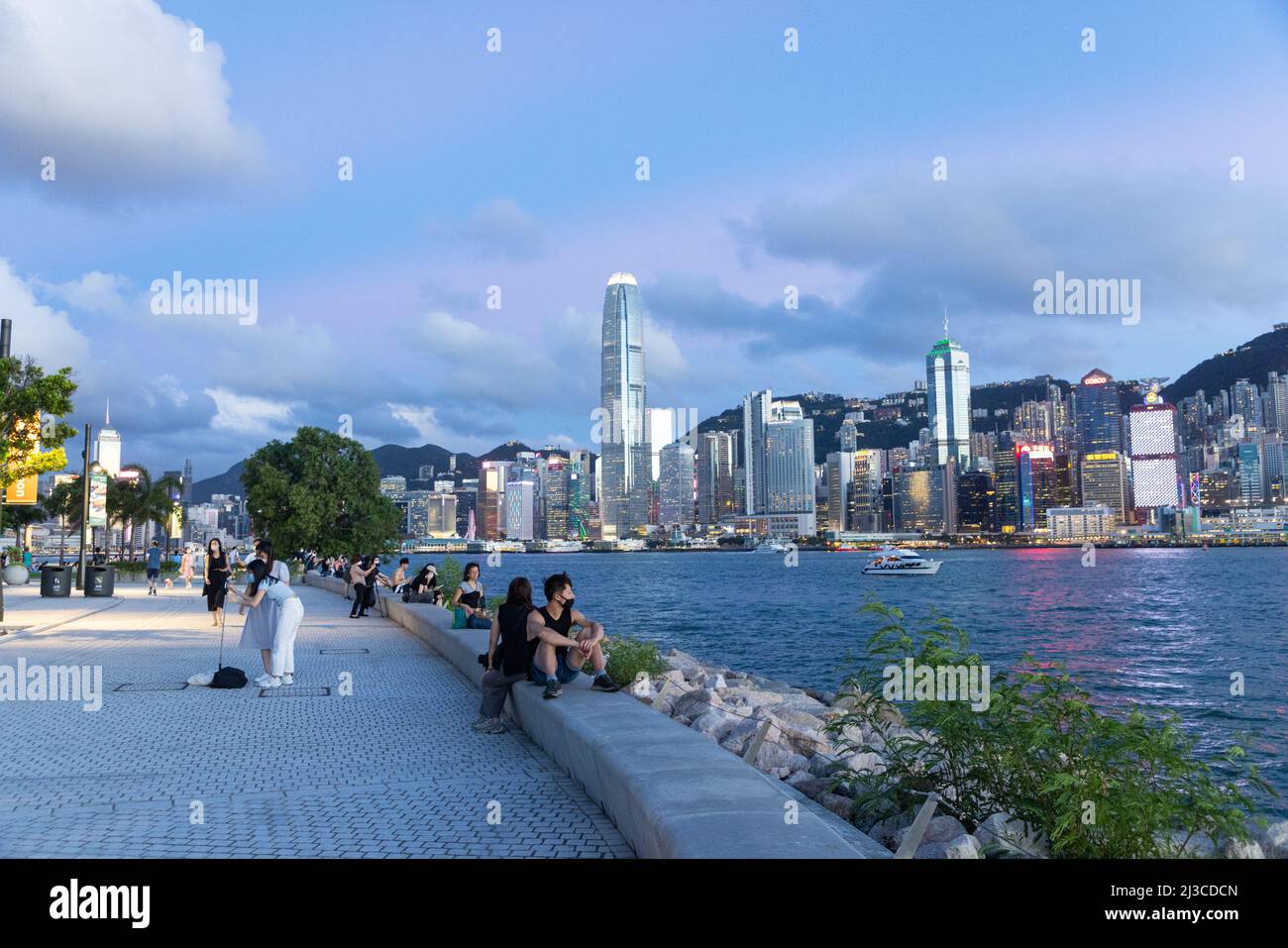 29 5 2021 people relax at West Kowloon Waterfront Promenade, Hong Kong ...