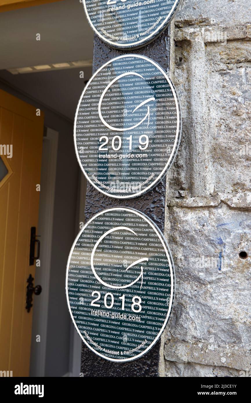 multiple georgina campbells ireland guide restaurant award sign outside ...