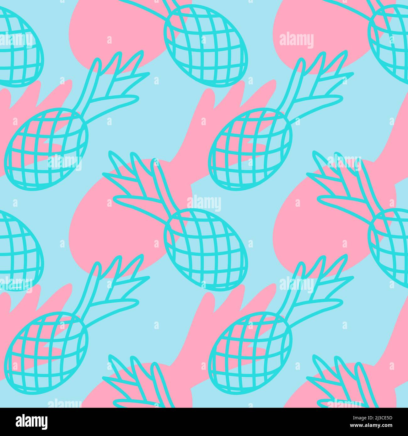 Tropical pineapple seamless pattern, summer background pineapple pink ...
