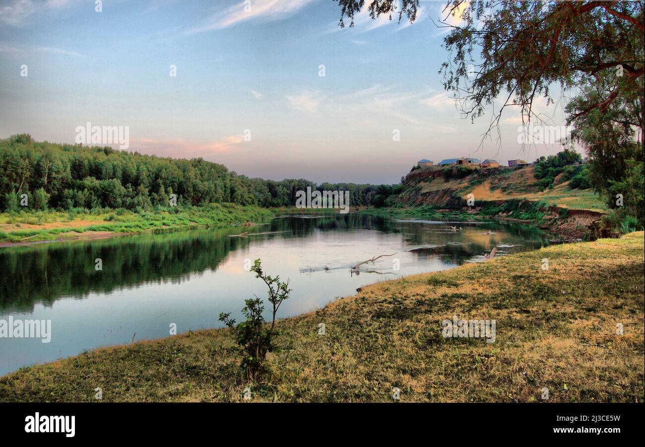 Beautiful summer landscape with the Ural River Stock Photo - Alamy