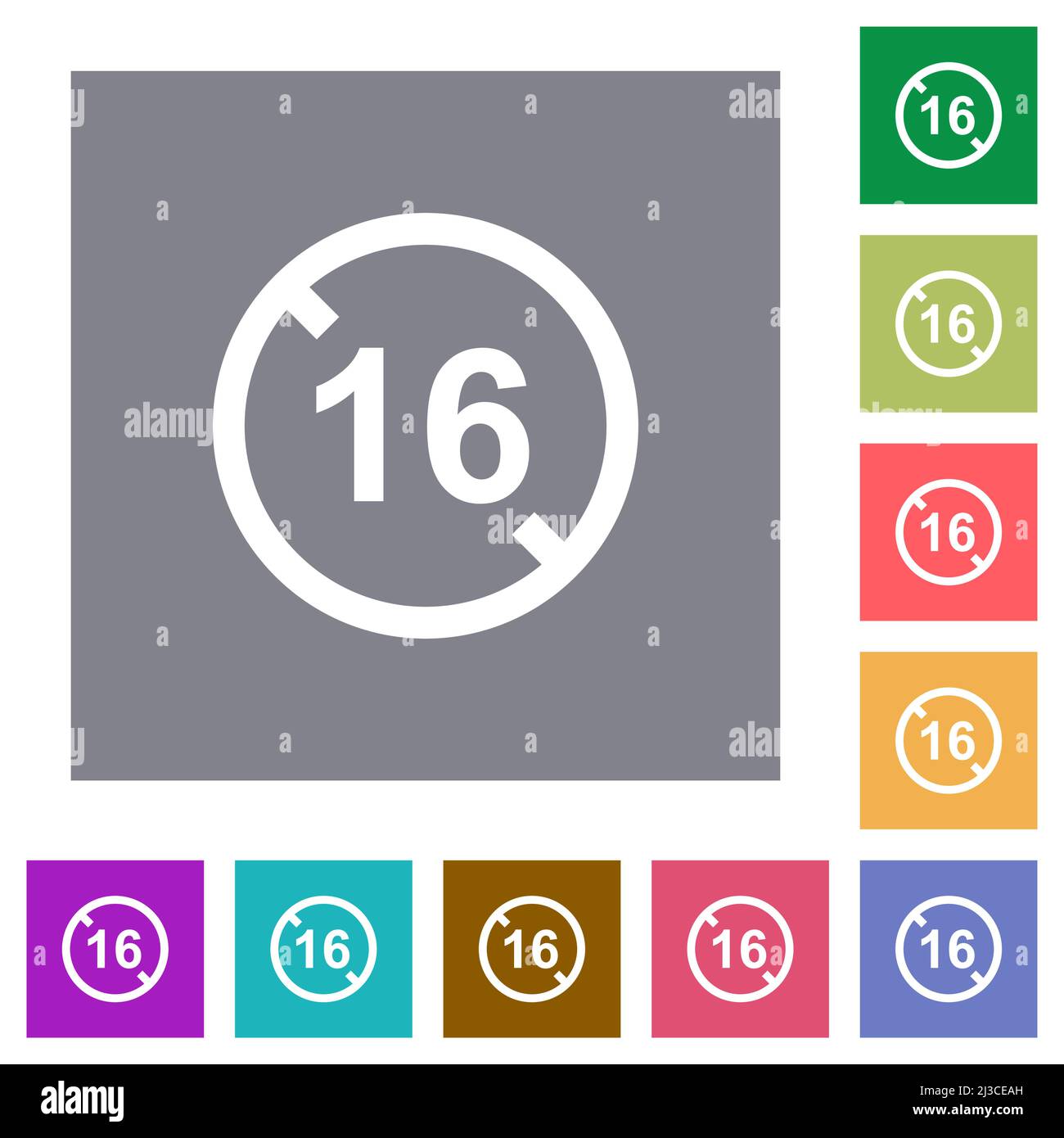 Not allowed under 16 flat icons on simple color square backgrounds ...