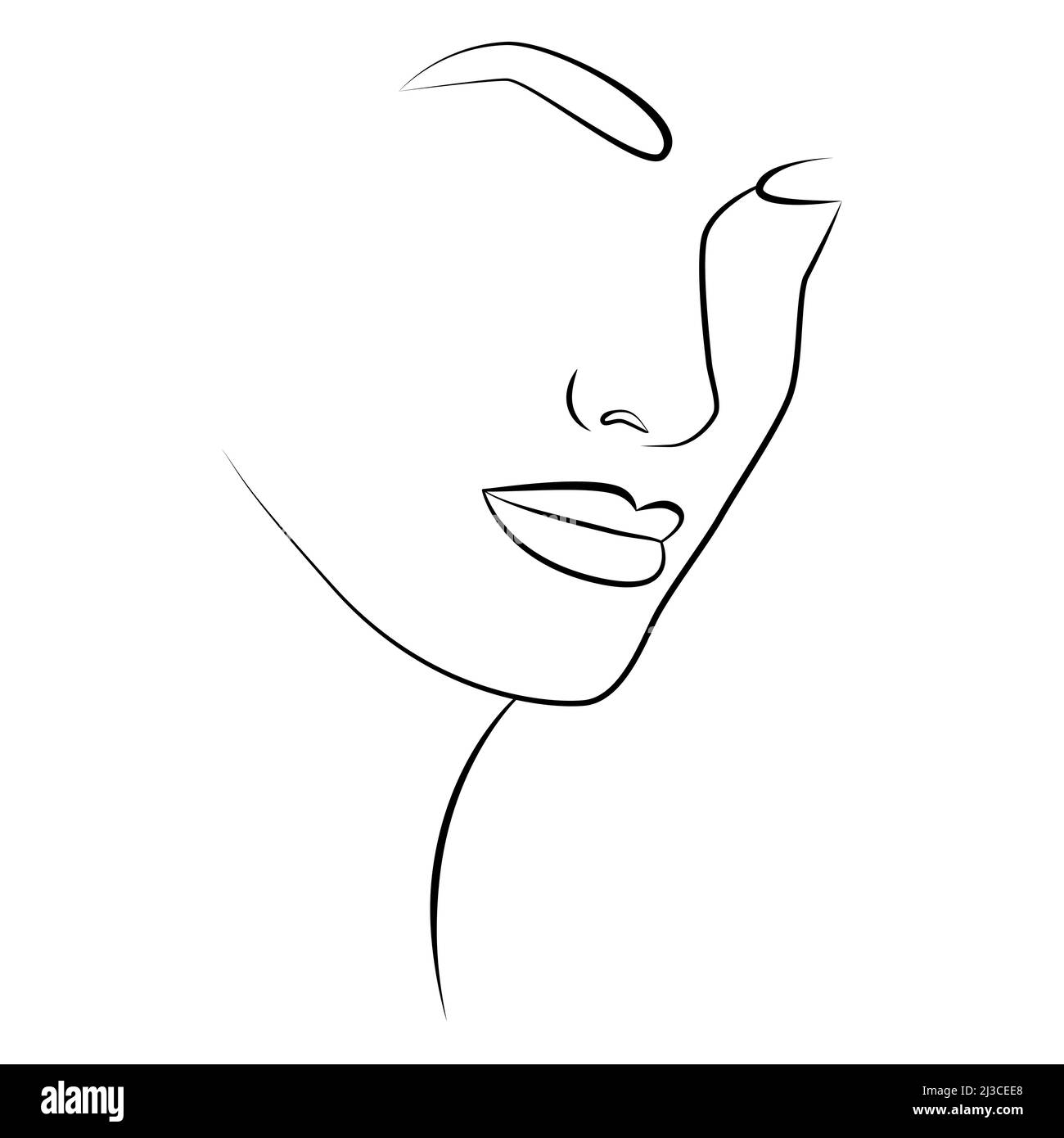 Portrait. One-line face. The modern art of minimalism, aesthetic ...