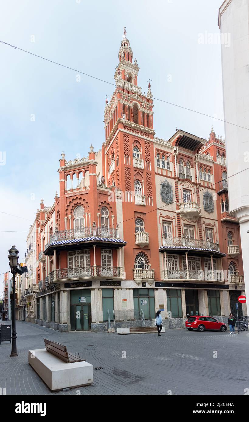 Badajoz Spain - 09 17 2021: View at the Giralda Building, an iconic ...