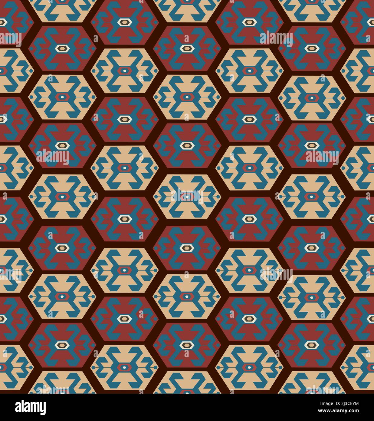 Navajo style seamless pattern, made in vector. Red, brown, blue, light ...